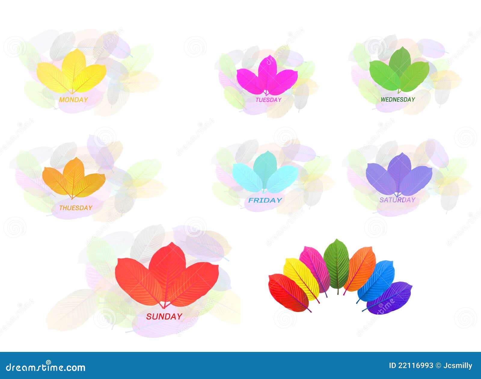 Color of the Week Made by Leaves Isolated on White Stock Illustration ...