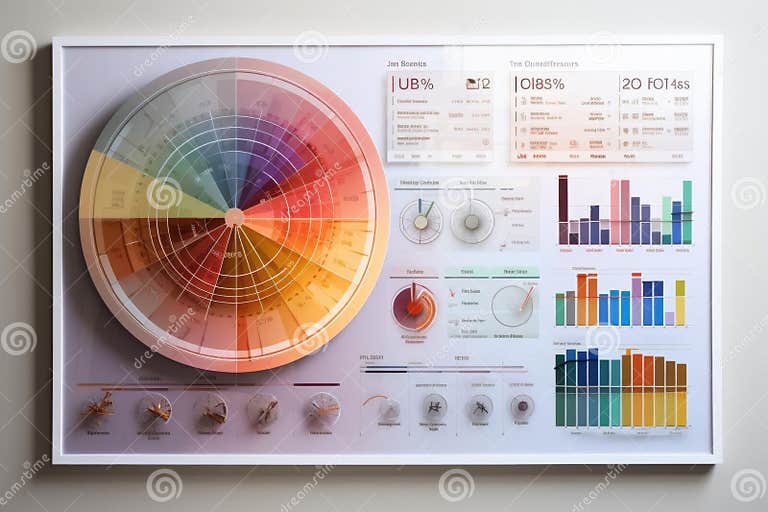 Color Wheel with Data Visualization and Charts Stock Illustration ...
