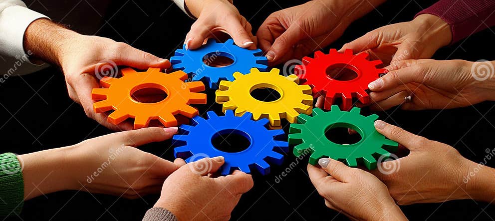 The Color Wheel of a Gear Wheel Represents Collaborative Teamwork ...