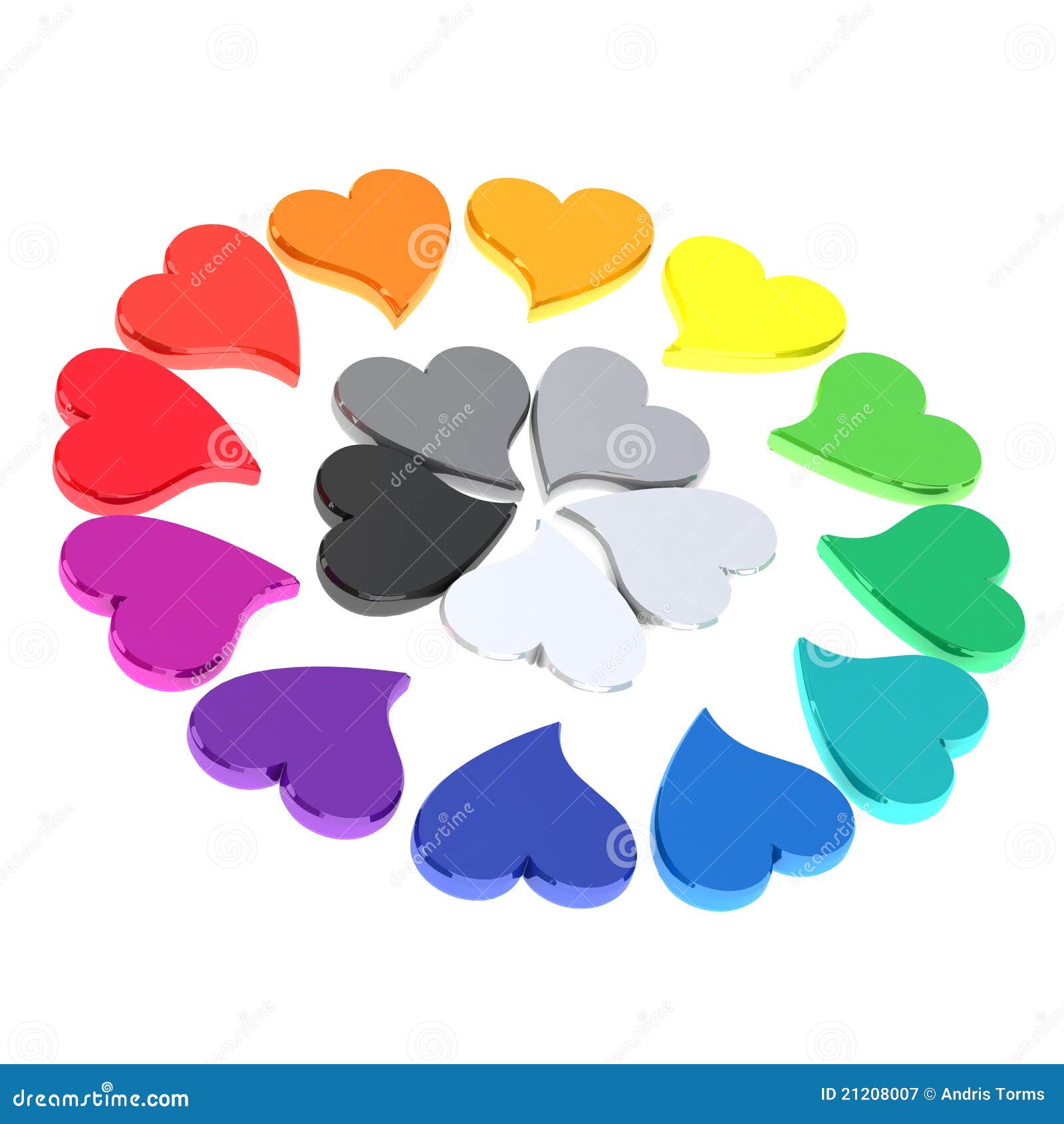 Color wheel of hearts 3d stock illustration. Illustration of color ...