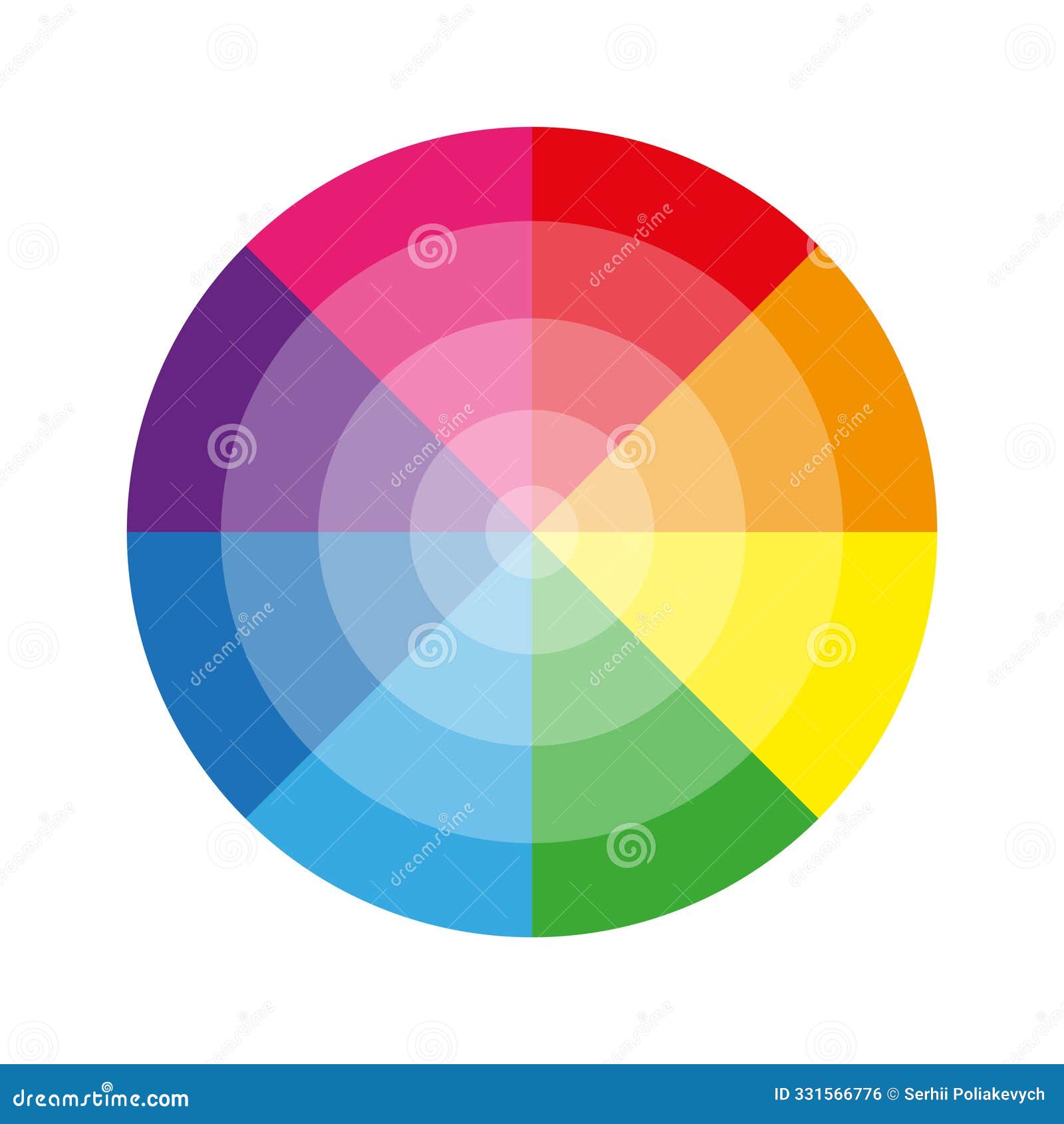 Color Wheel Illustration. Bright Segmented Circle. Rainbow Spectrum ...
