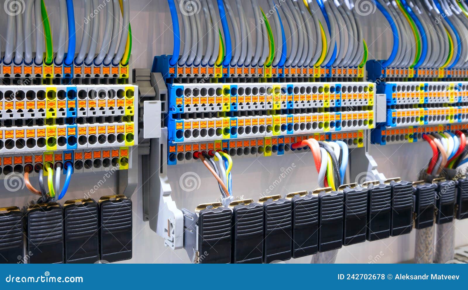 Color Wires in a Box of Distribution of an Electricity, PLC Control ...