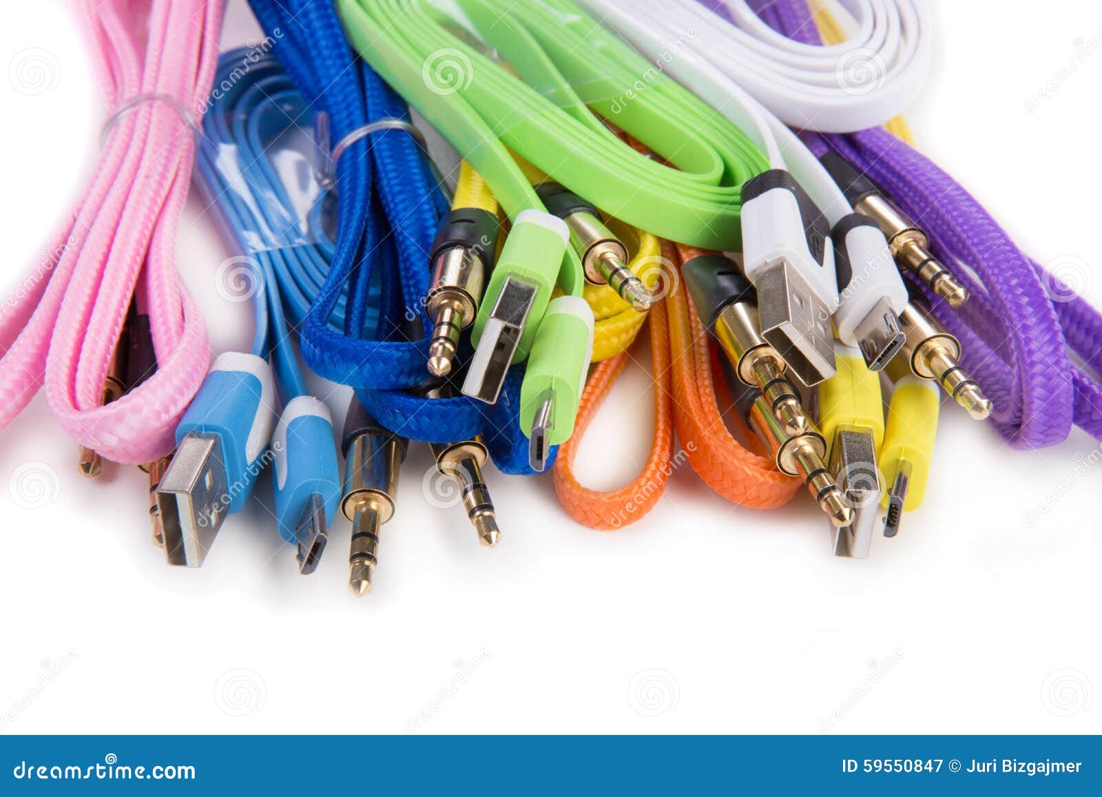 Color wires with plugs stock image. Image of interconnect - 59550847