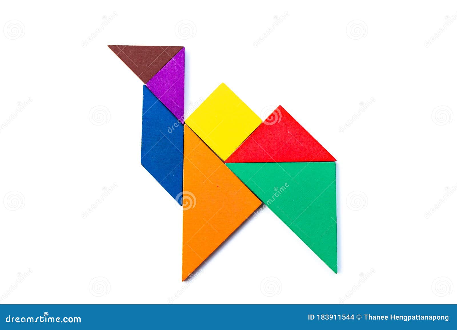 Color Tangram Puzzle in Camel Shape on White Background Stock Photo ...