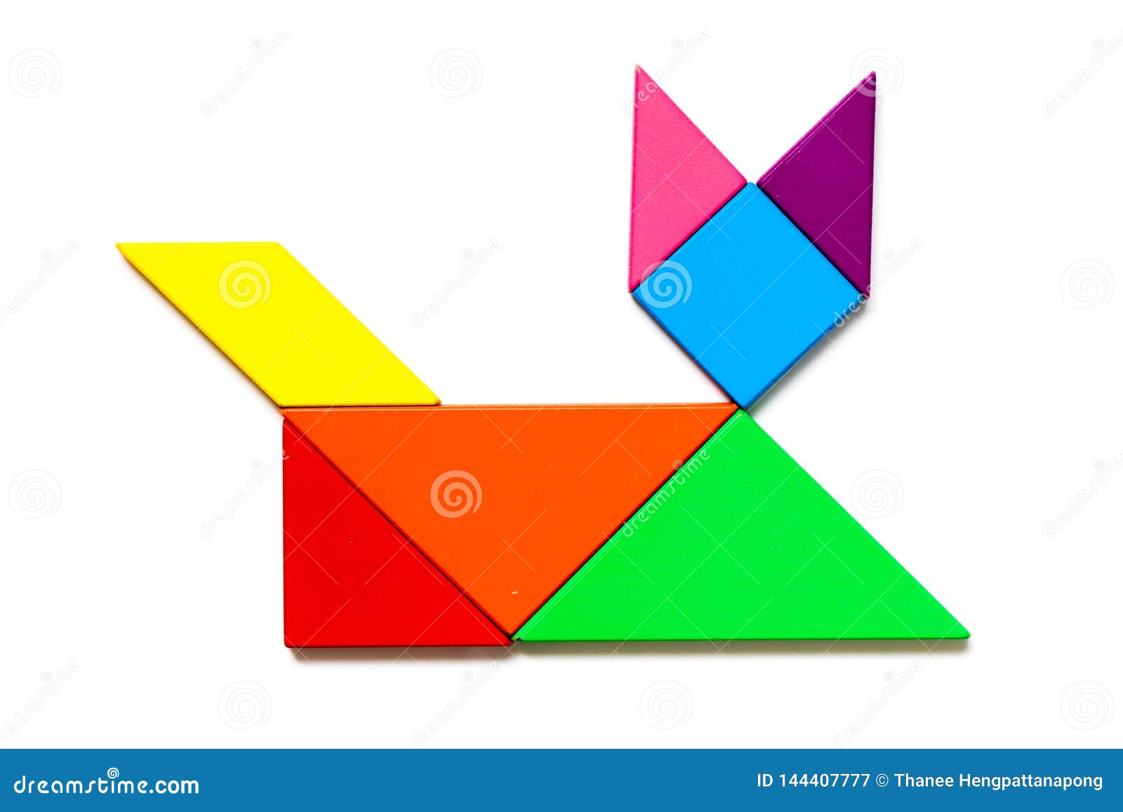 Color Tangram Puzzle in Cat Shape on White Background Stock Image ...