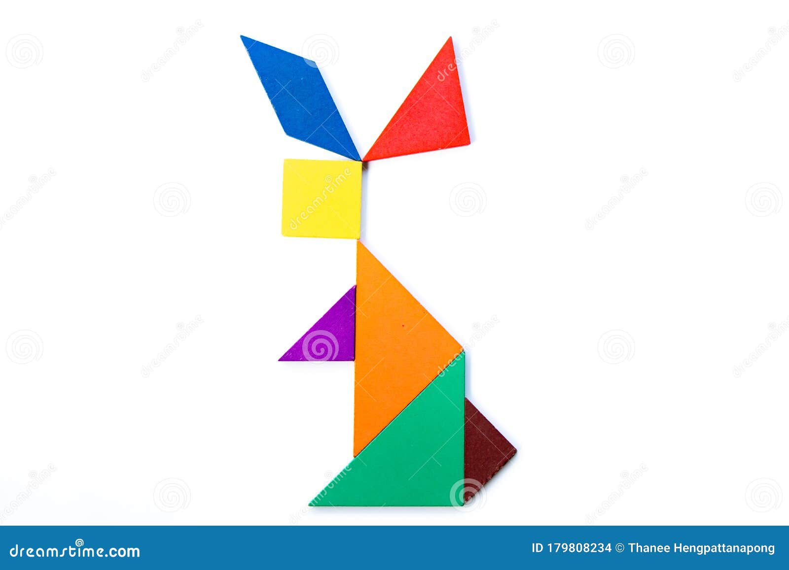 Color Tangram Puzzle In Rabbit Shape On White Background Stock Photo ...