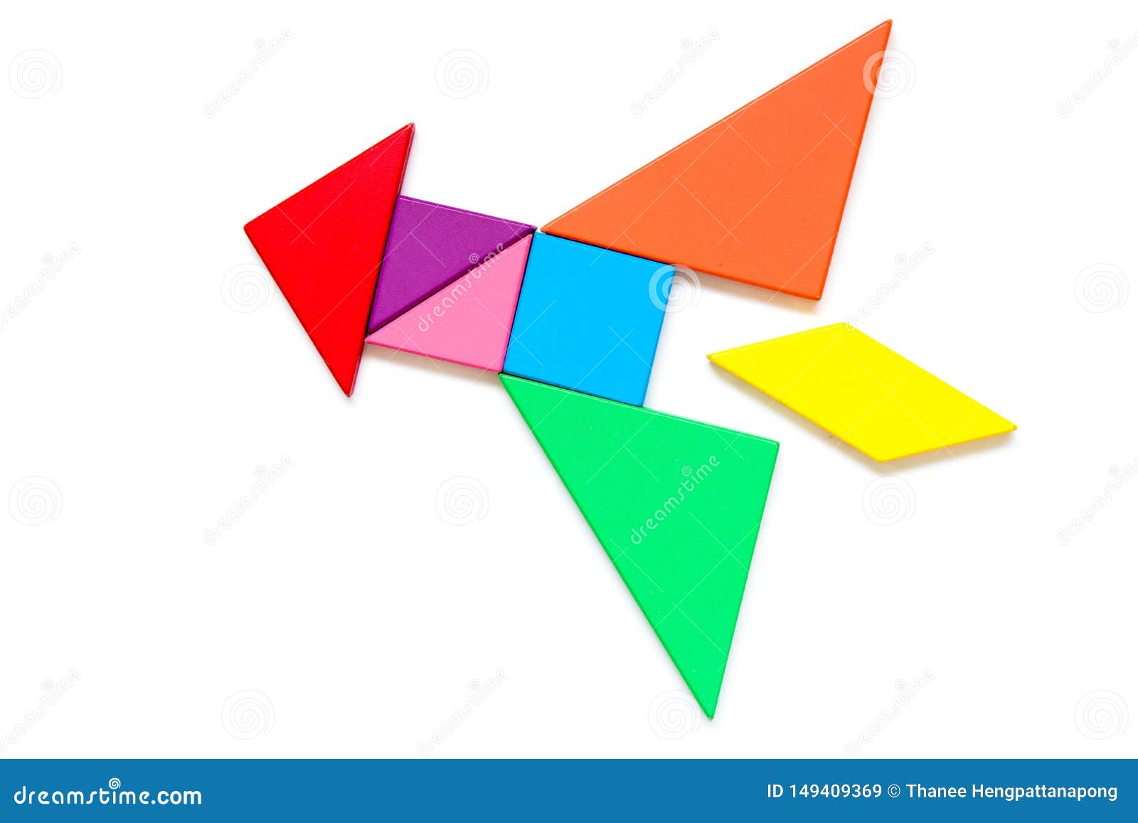 Color Tangram Puzzle in Rocket Shape on White Background Stock Image ...