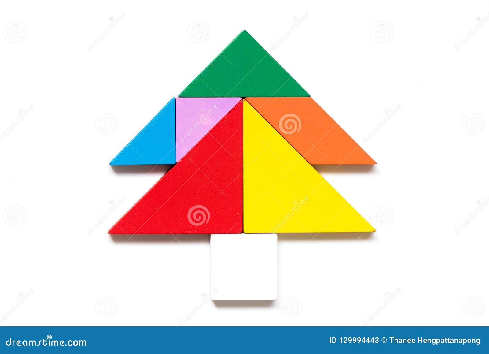 Color Wood Tangram Puzzle in Tree Shape Stock Image - Image of ...