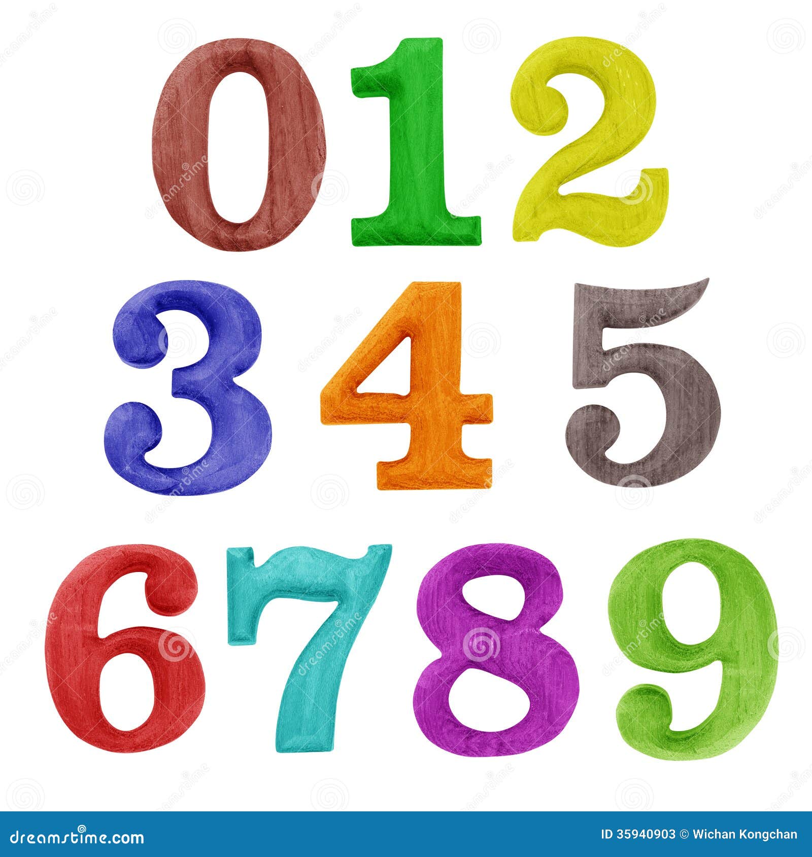 Color wooden numbers stock illustration. Illustration of shadow - 35940903