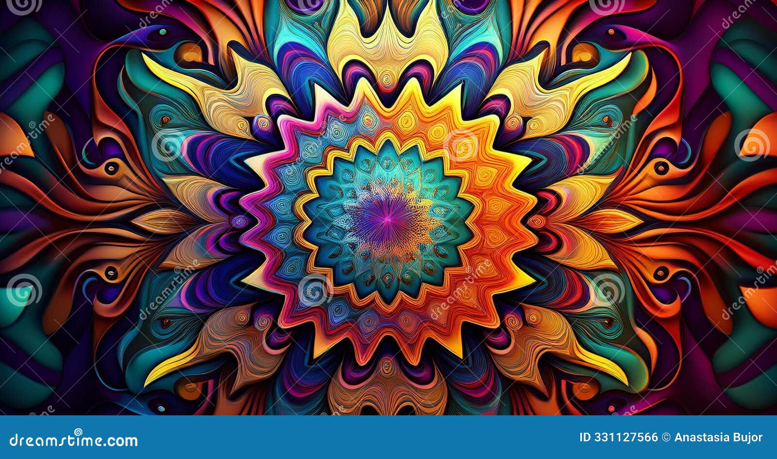Color Zigzag Mandala, Geometric Centric Design. Stock Illustration ...
