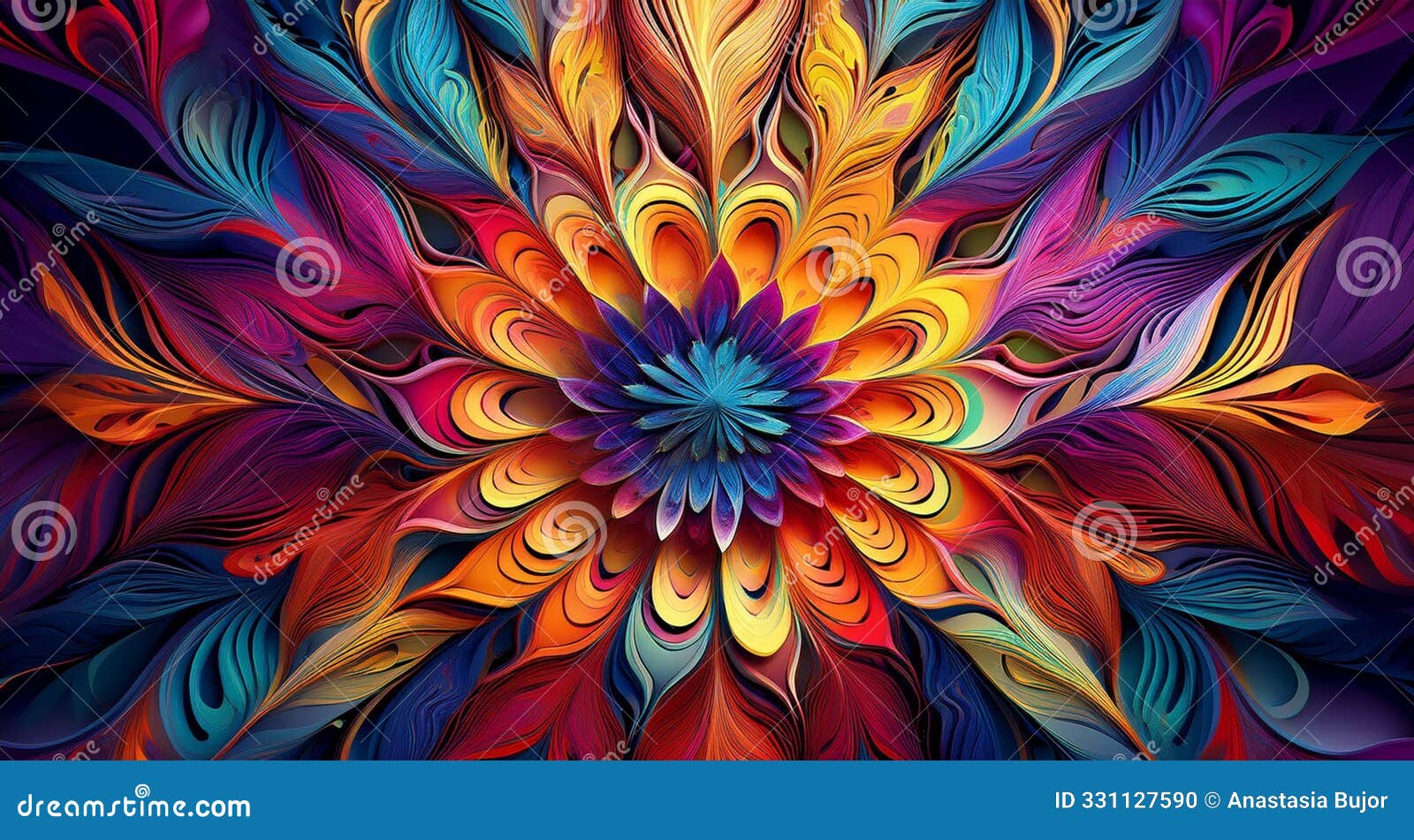 Color Zigzag Mandala, Geometric Centric Design. Stock Illustration ...