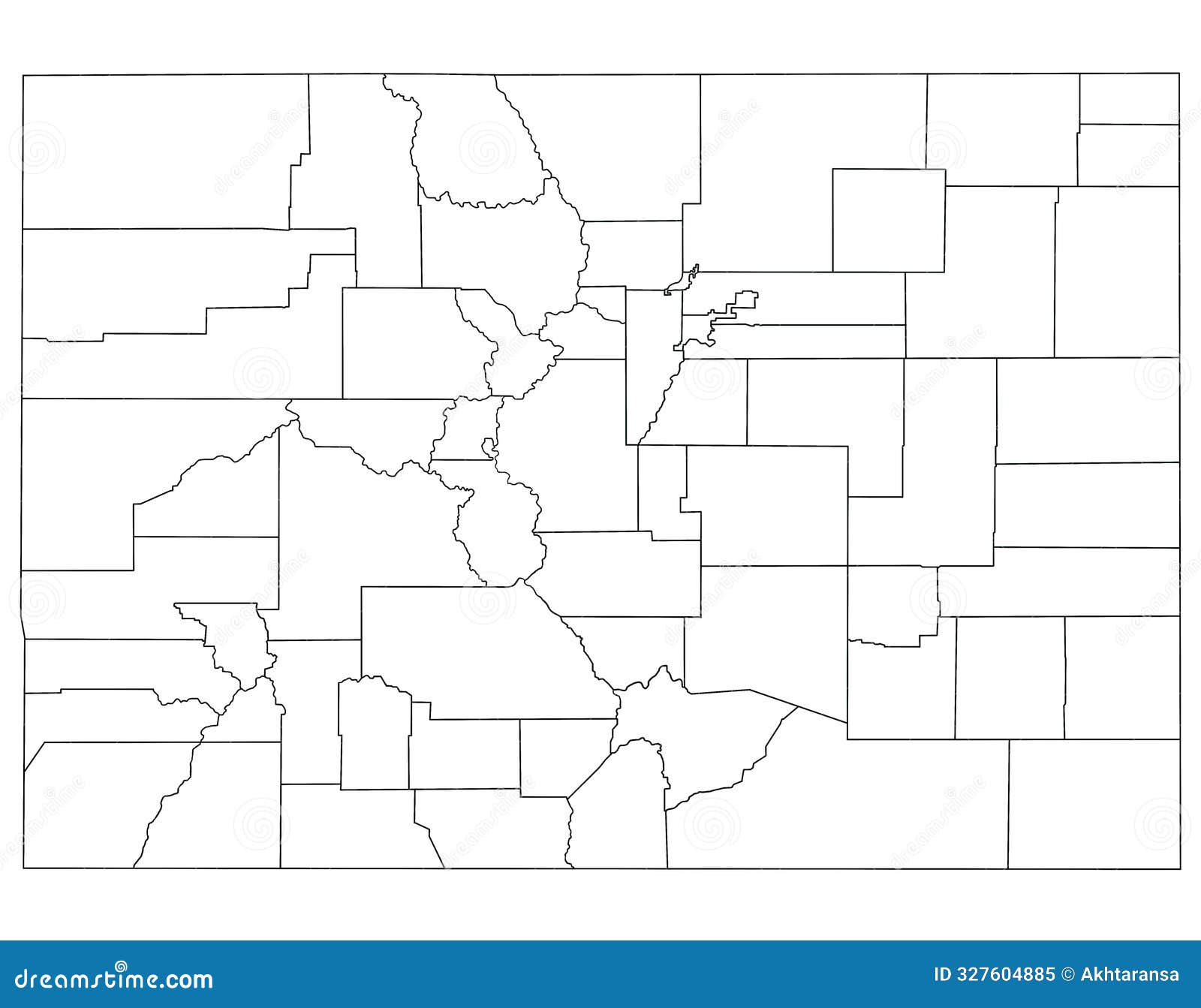 Colorado Administrative Map. Counties Map of Colorado, Blank Map, Empty ...
