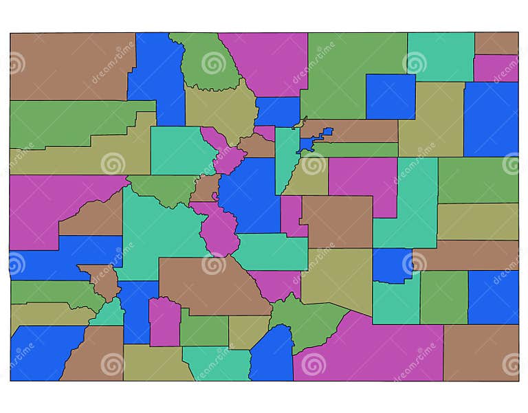 Colorado Administrative Map. Counties Map of Colorado with Different ...