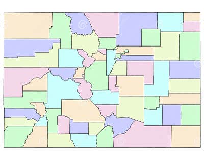 Colorado Administrative Map. Counties Map of Colorado with Different ...