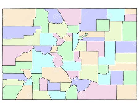 Colorado Administrative Map. Counties Map of Colorado with Different ...
