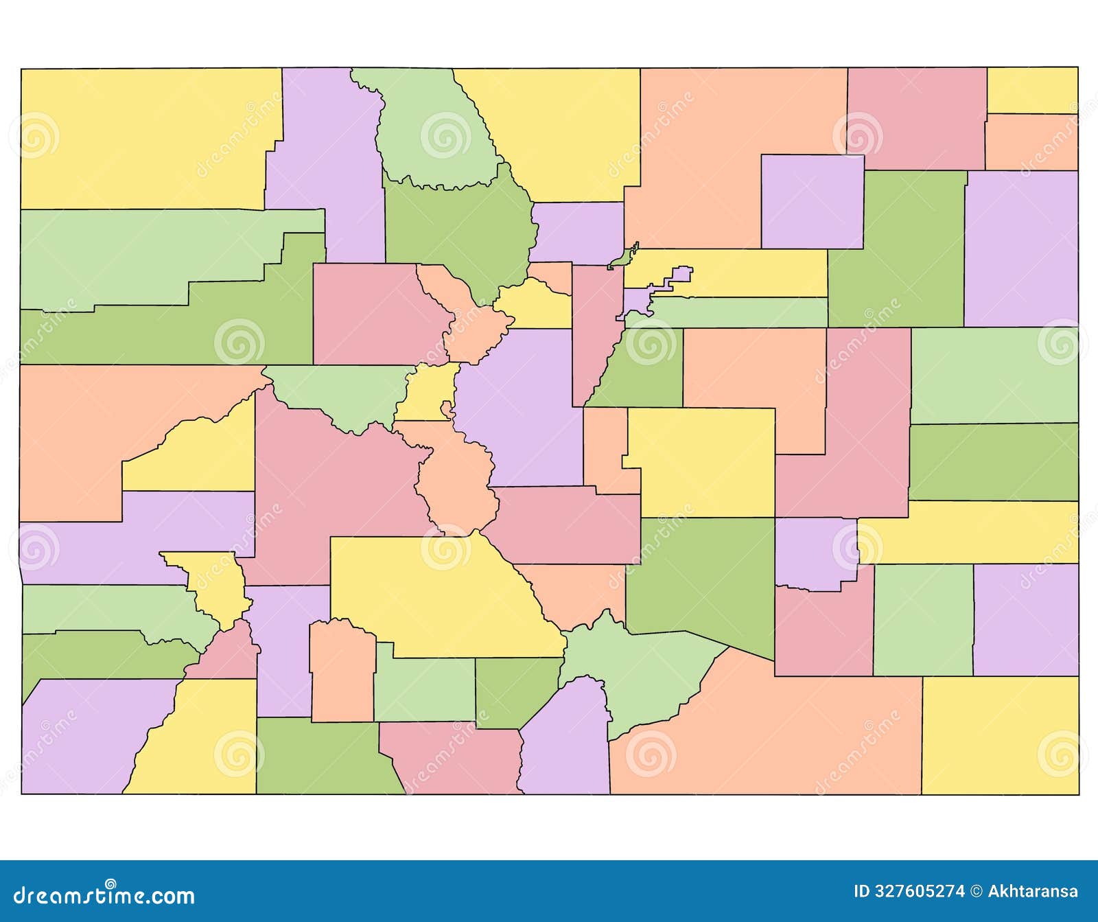 Colorado Administrative Map. Counties Map Of Colorado With Different ...