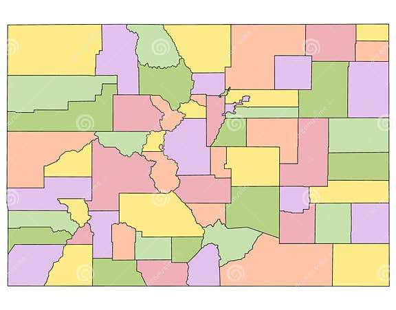 Colorado Administrative Map. Counties Map of Colorado with Different ...