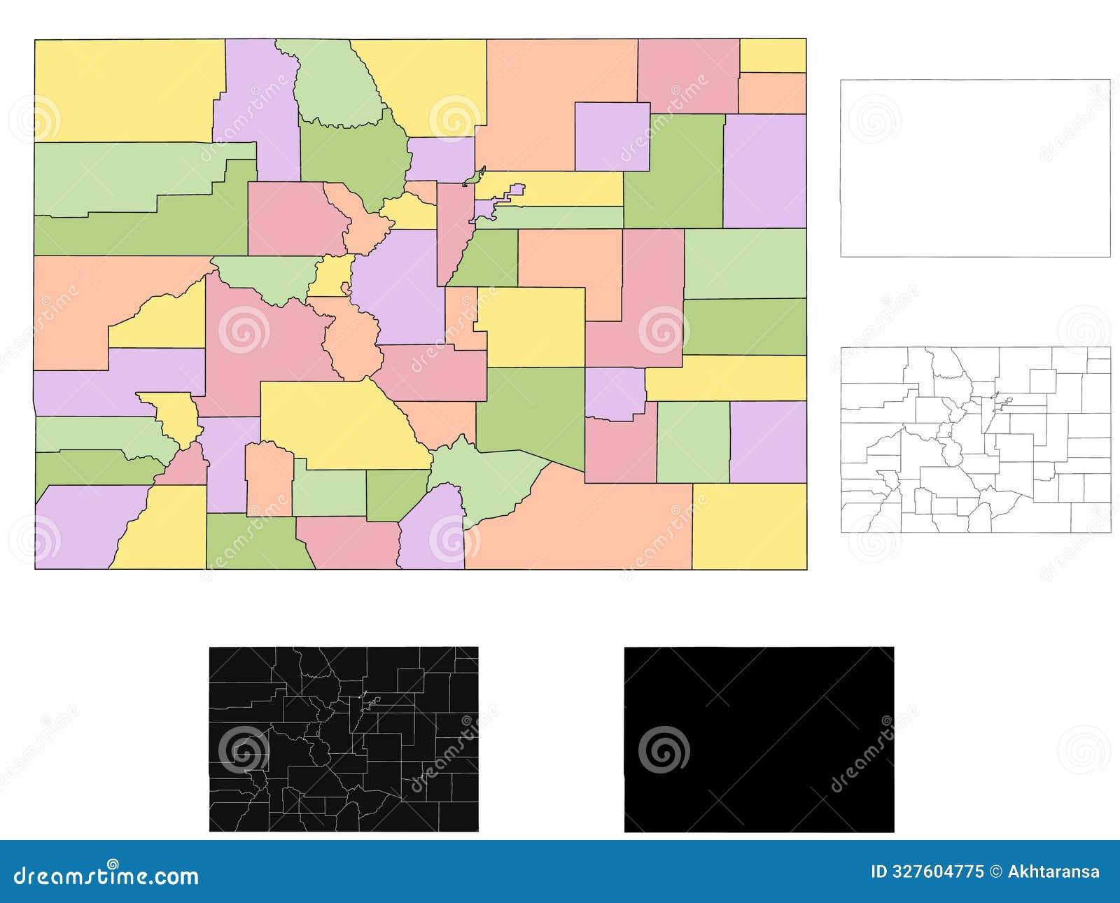 Colorado Administrative Map, Colorado Outline and Solid Map Set ...