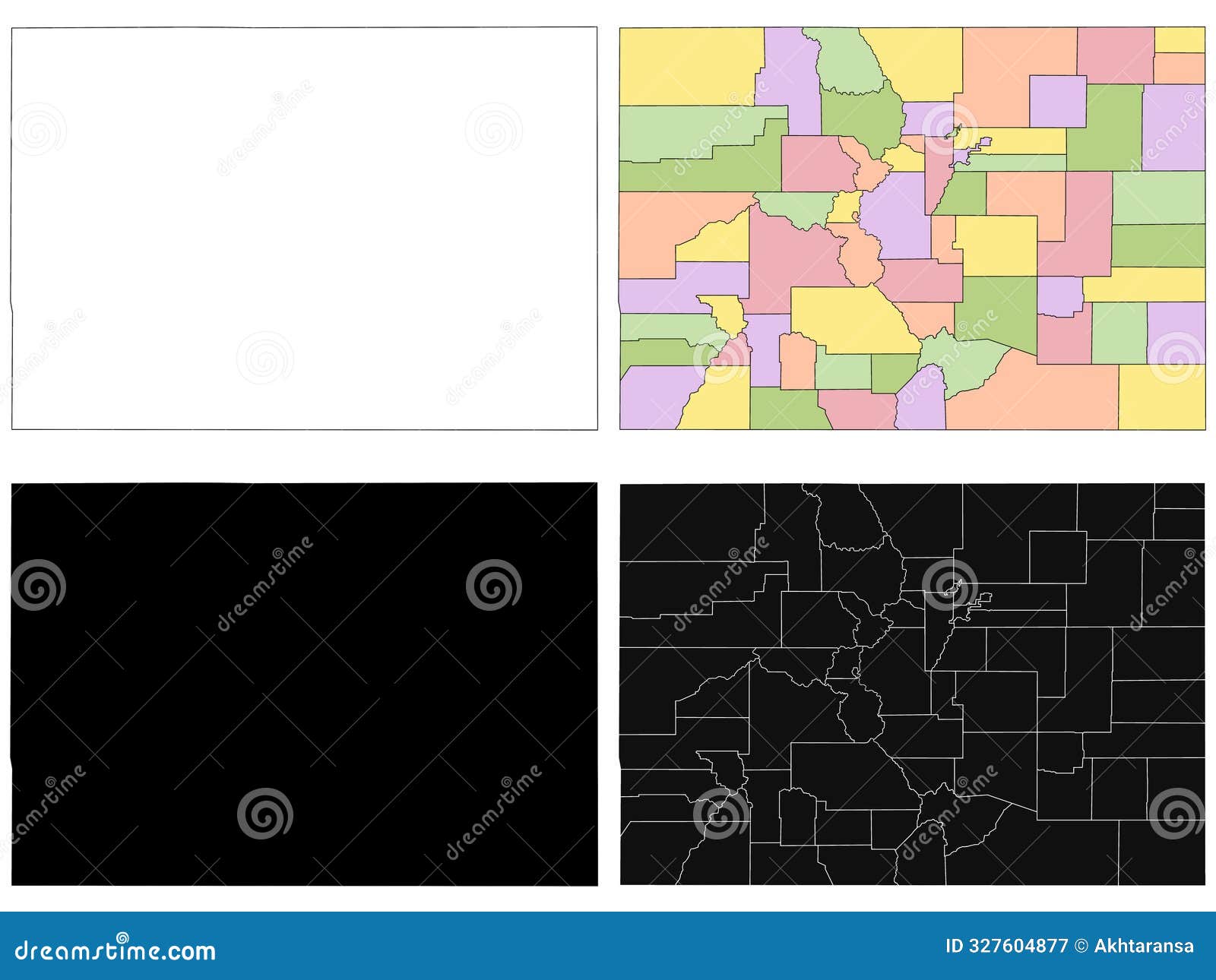 Colorado Administrative Map, Colorado Outline and Solid Map Set ...