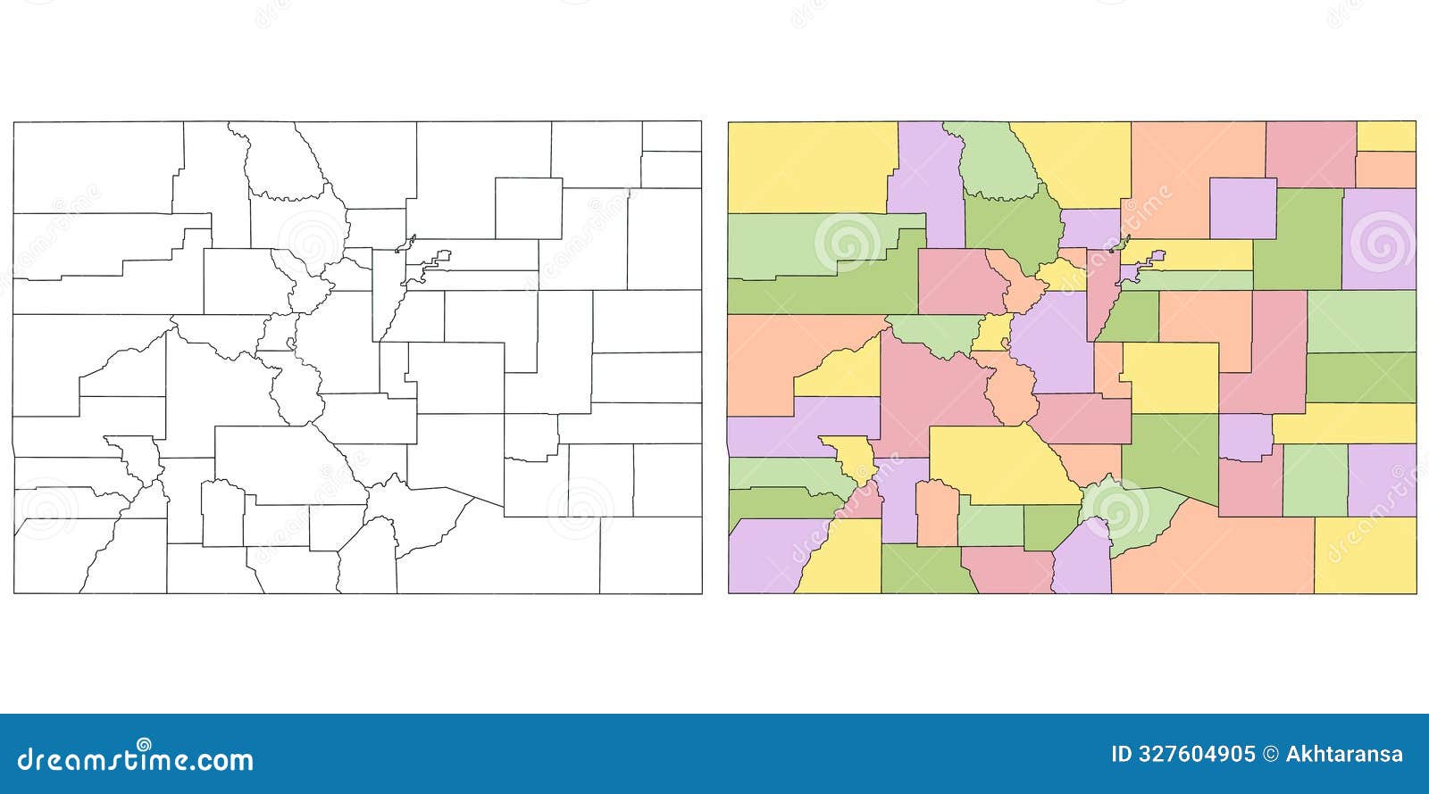 Colorado Administrative Map. Counties Map Of Colorado With Different ...