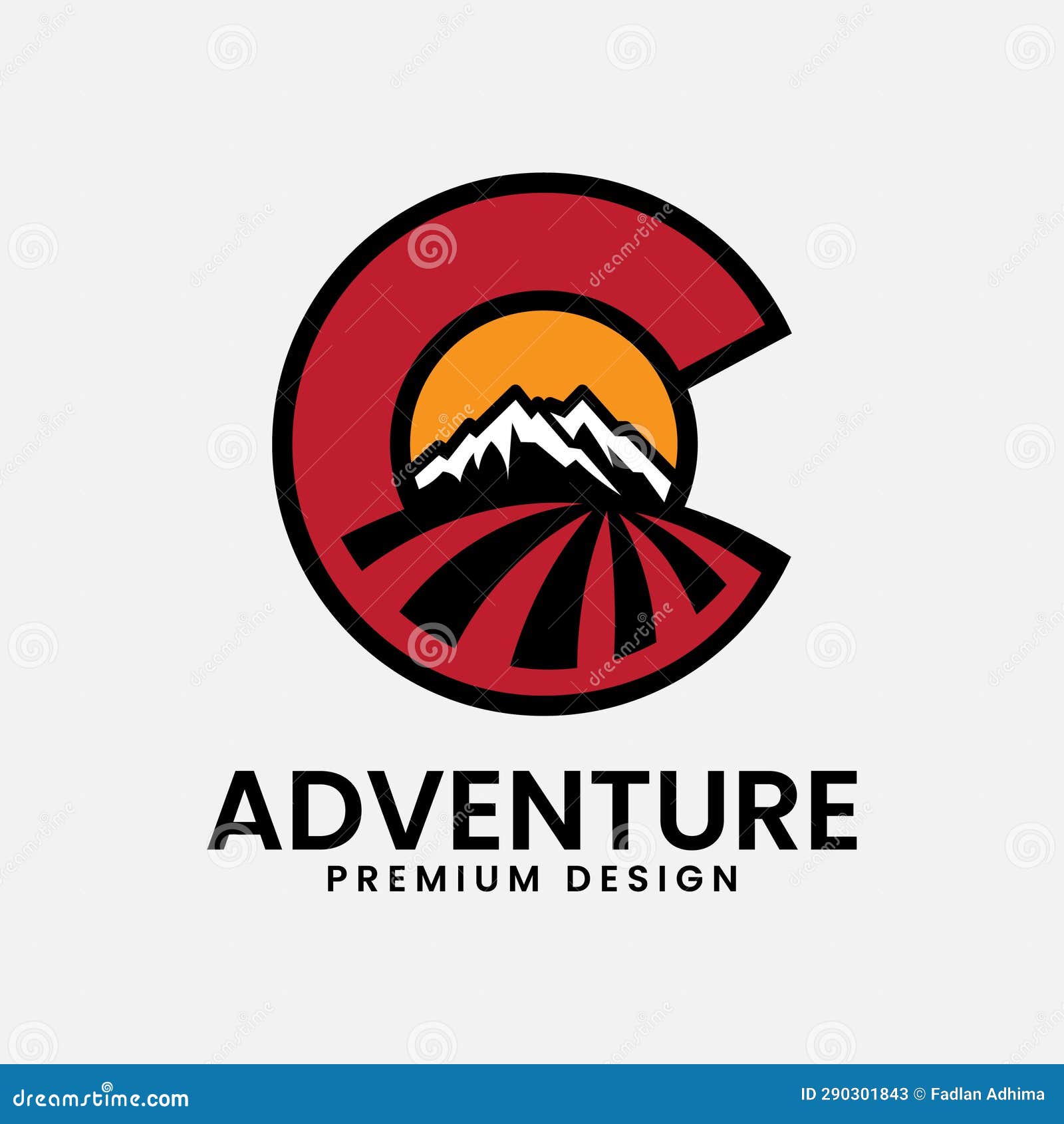 Colorado C Logo Design Inspiration with Mountain and Sun Illustration ...