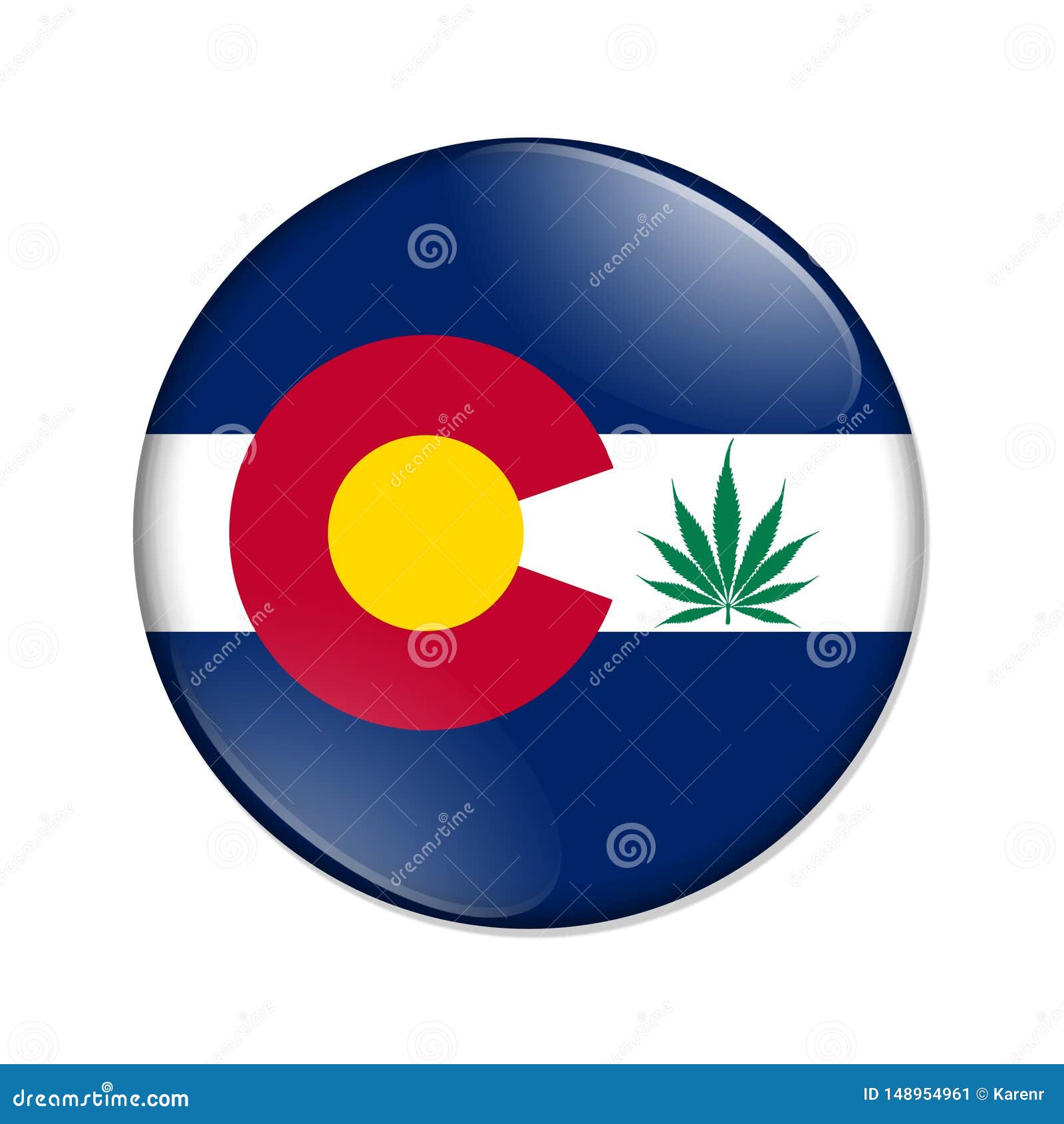 Colorado Cannabis Leaf State Flag Badge Button Stock Illustration ...