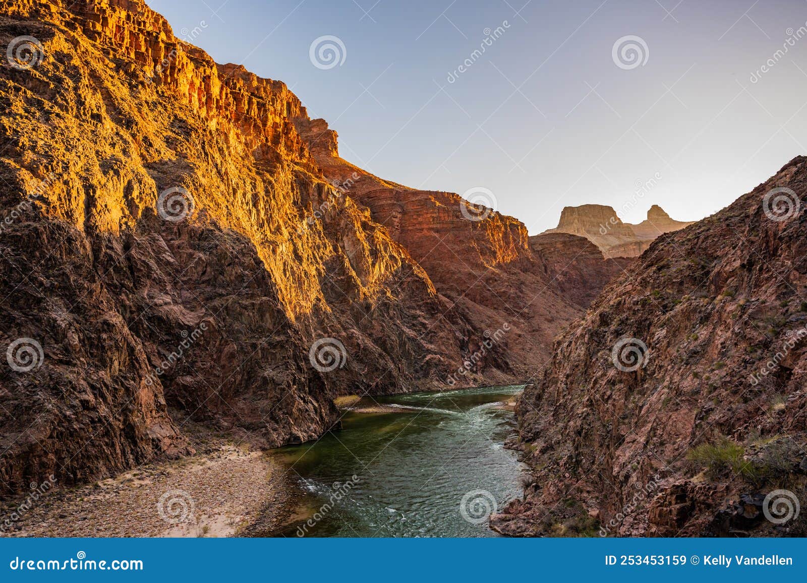 Colorado Canyon River Flows into the Phantom Ranch Area of the Canyon ...