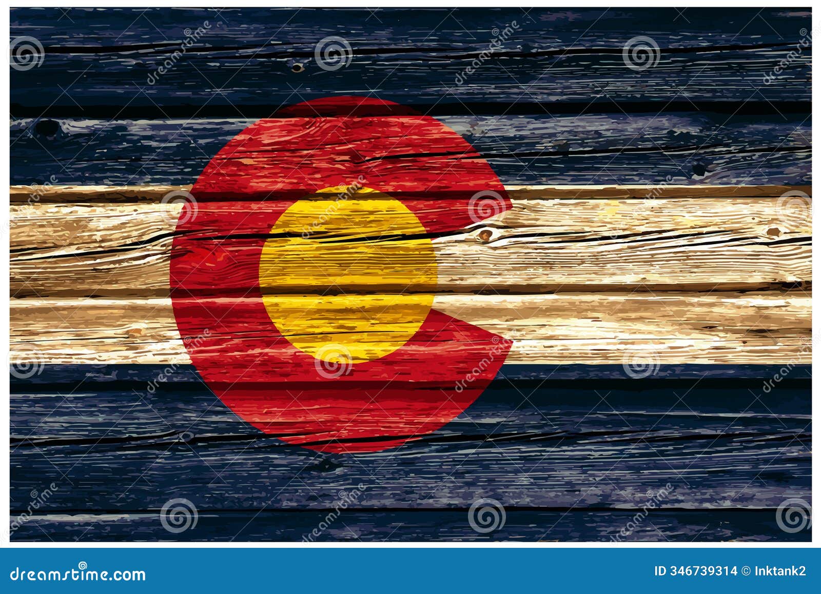 Colorado Co State Flag on Old Rustic Timber Stock Illustration ...