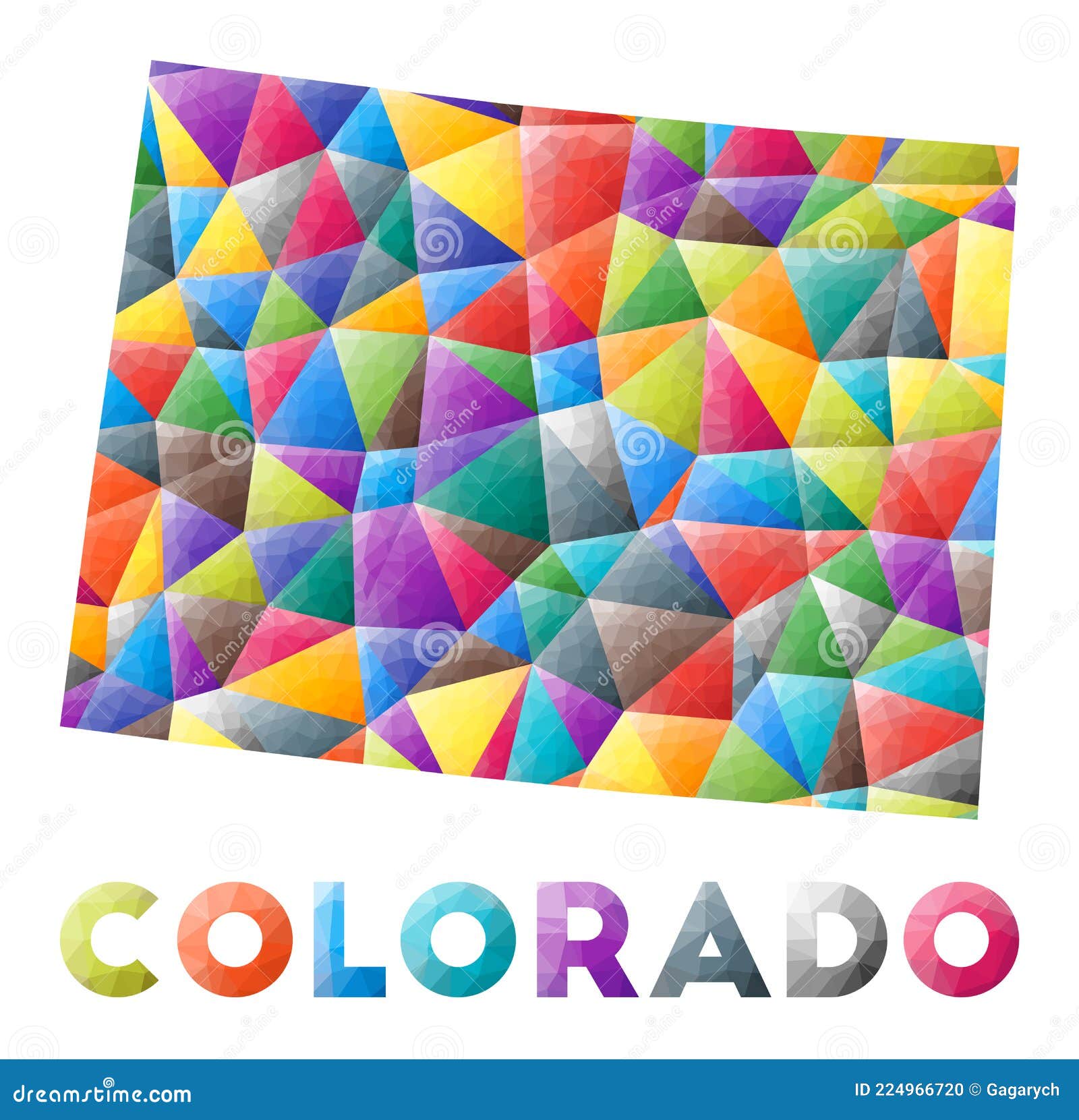 Colorado - Colorful Low Poly Us State Shape. Stock Vector ...