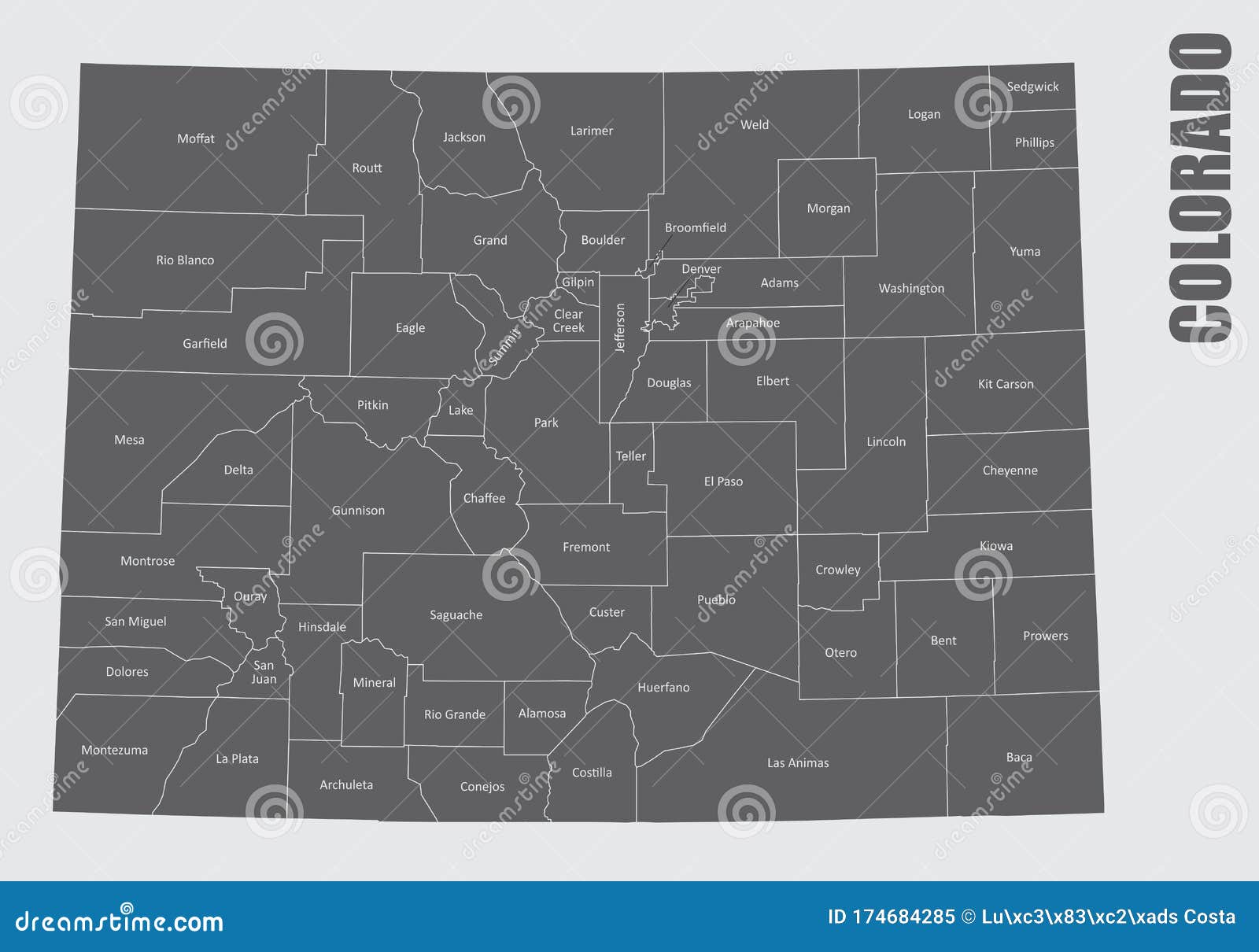Colorado counties map stock illustration. Illustration of region ...