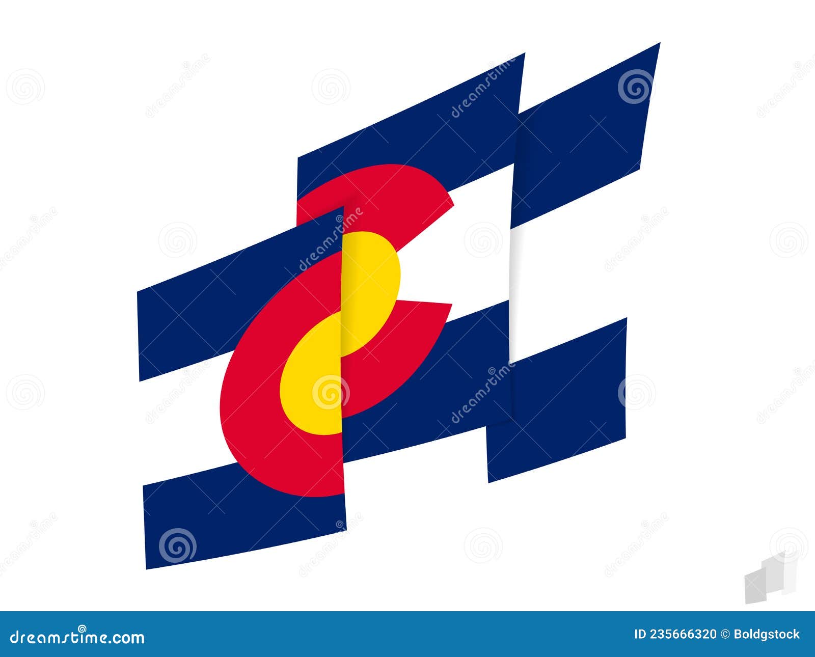 Colorado Flag in an Abstract Ripped Design. Modern Design of the ...