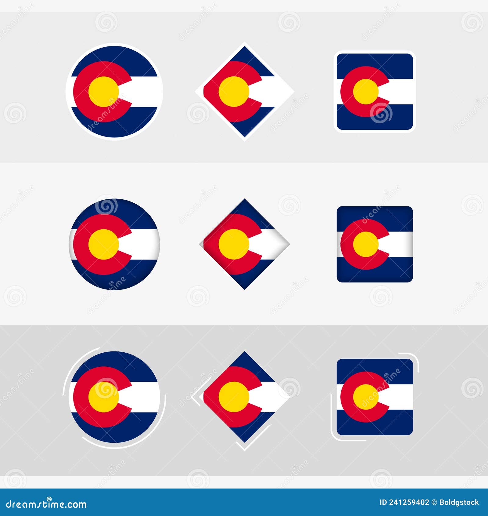 Colorado Flag Icons Set, Vector Flag of Colorado Stock Vector ...