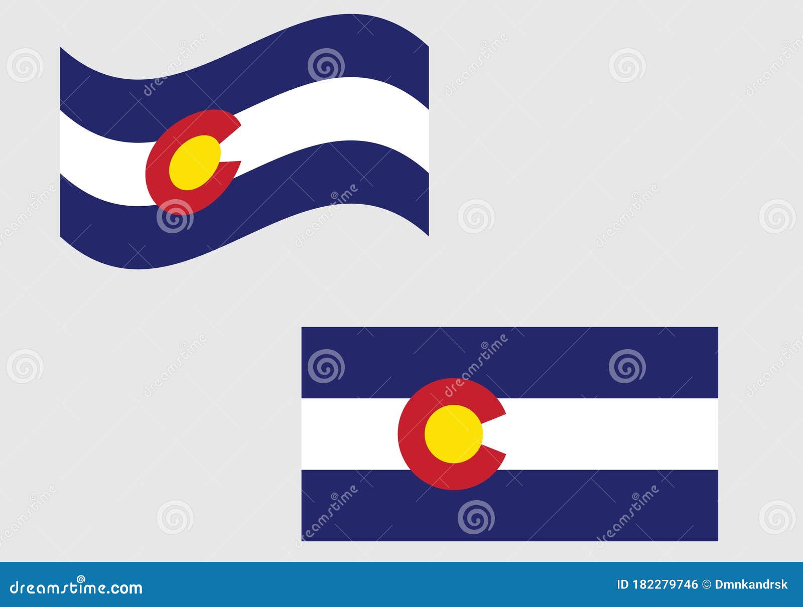 Colorado Flag Symbol Emblem State Set Collection Stock Vector ...