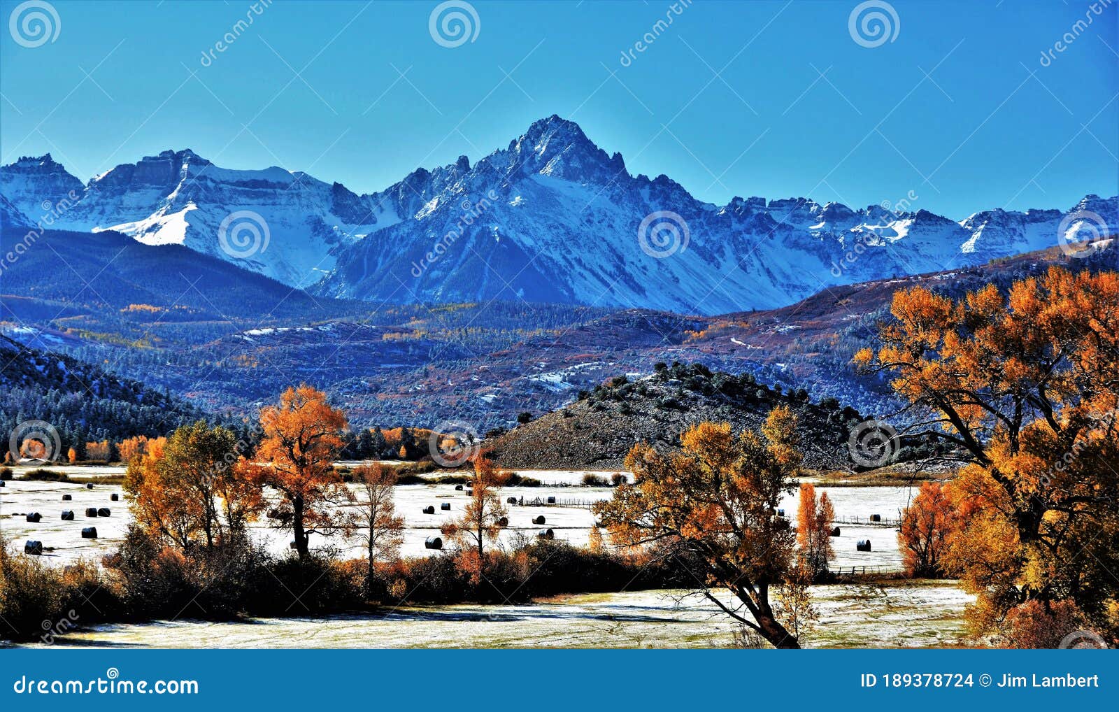 Colorado Hay Field in the Mountains. Stock Photo - Image of pond, peaks ...