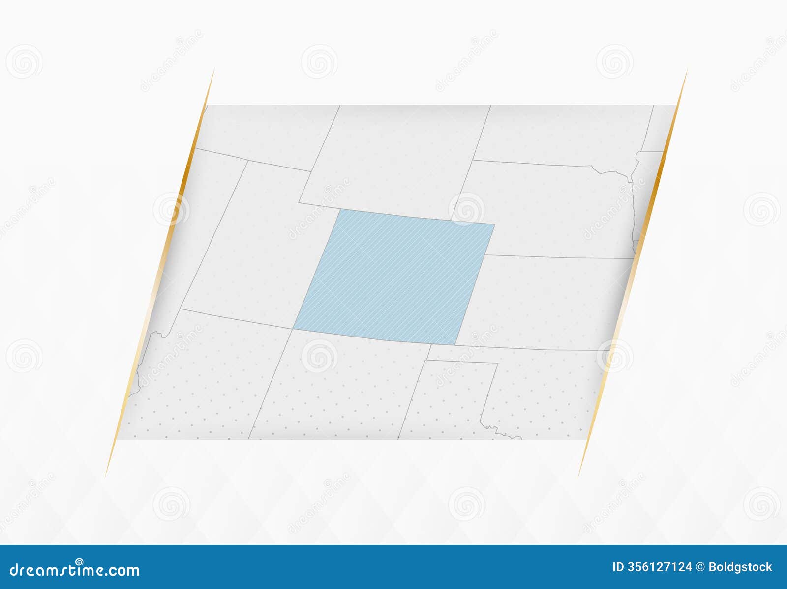 Colorado Map in Blue with Gold Framed Accents. Modern Vector Map of ...