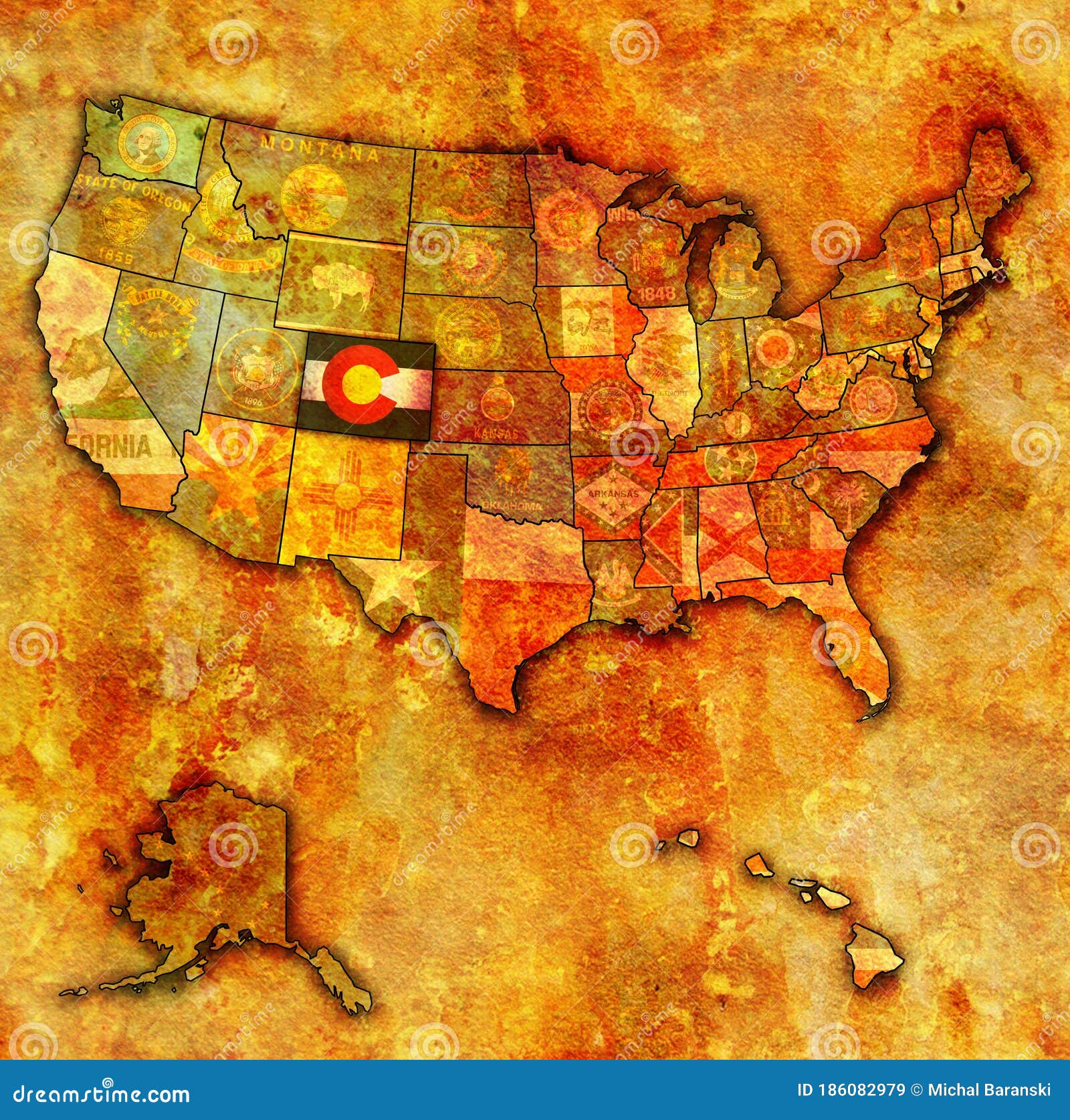 Colorado on map of usa stock image. Image of cartography - 186082979