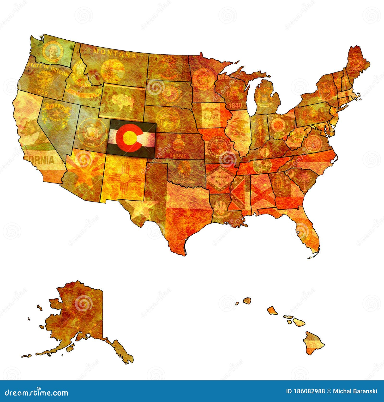 Colorado on map of usa stock photo. Image of geography - 186082988