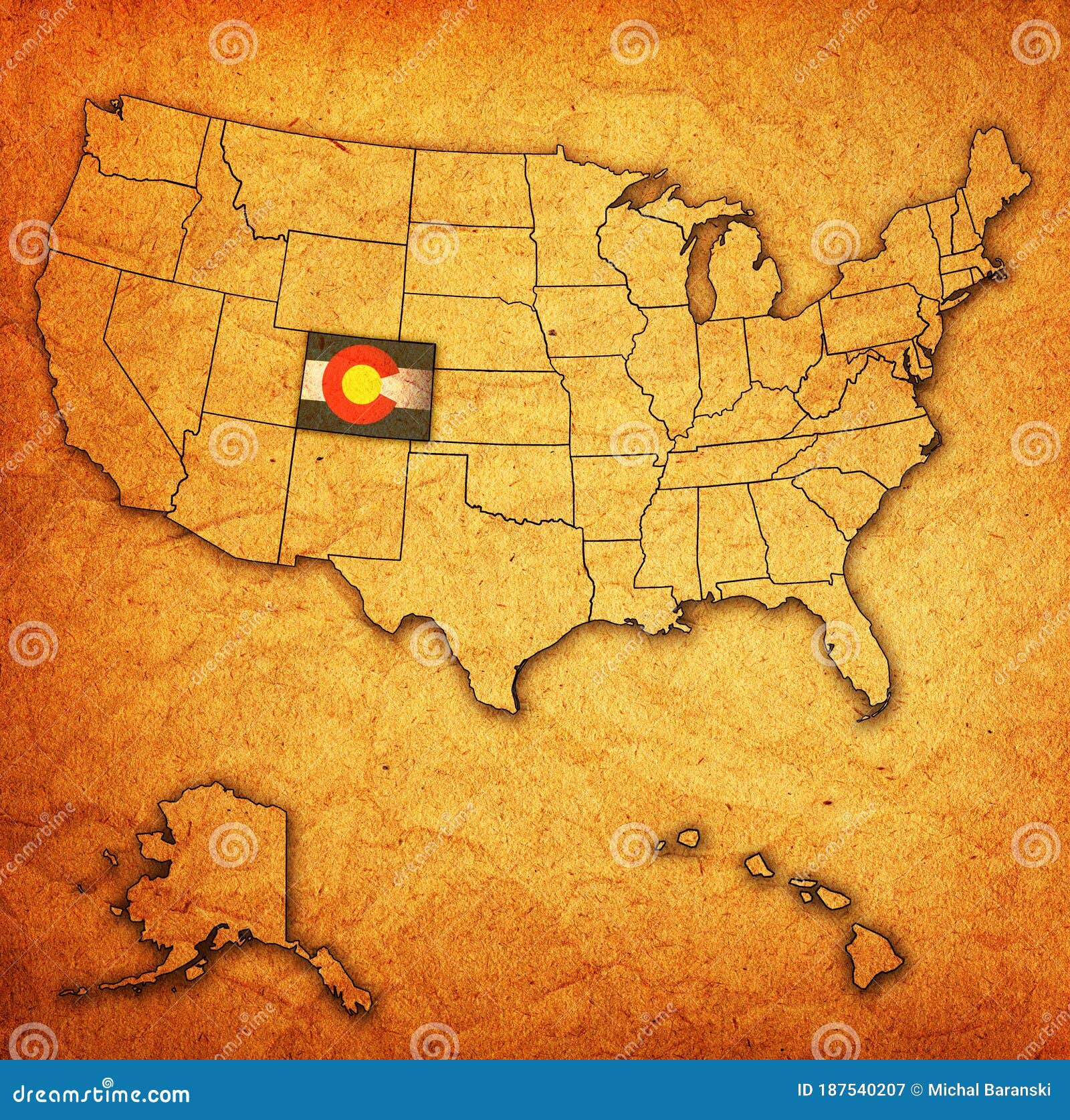 Colorado on map of usa stock illustration. Illustration of america ...