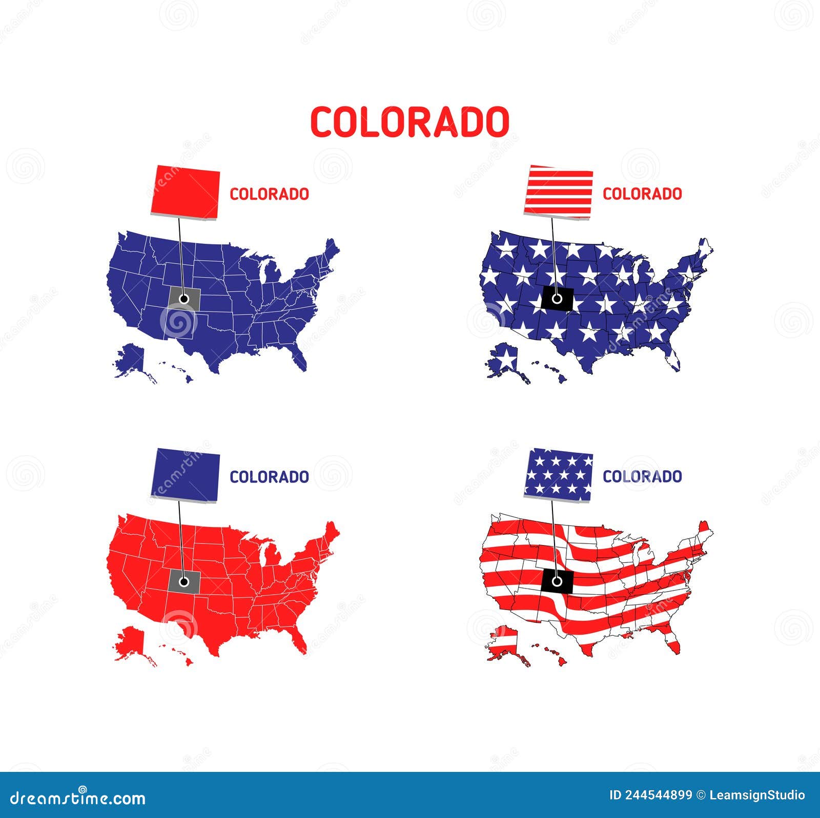 Colorado Map Usamap Usa Map with Usa Flag Design Illustration Stock ...