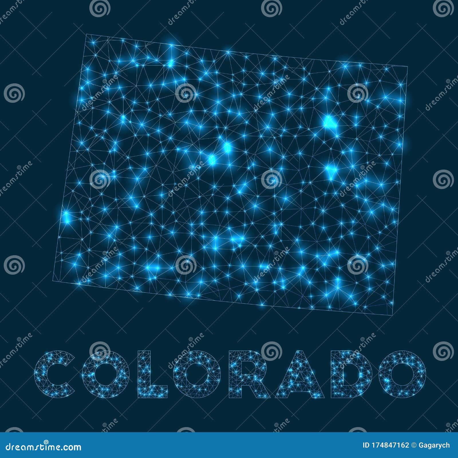 Colorado network map. stock vector. Illustration of poly - 174847162