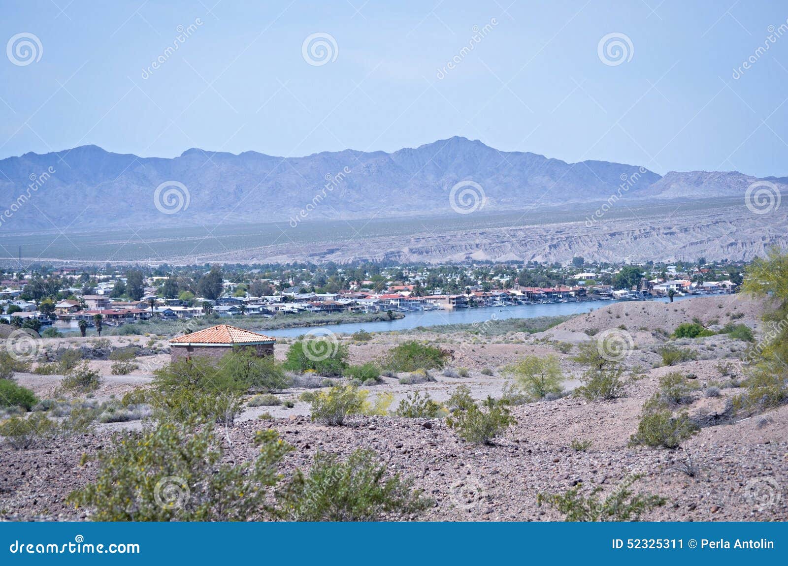 Colorado River stock image. Image of houses, mountains - 52325311
