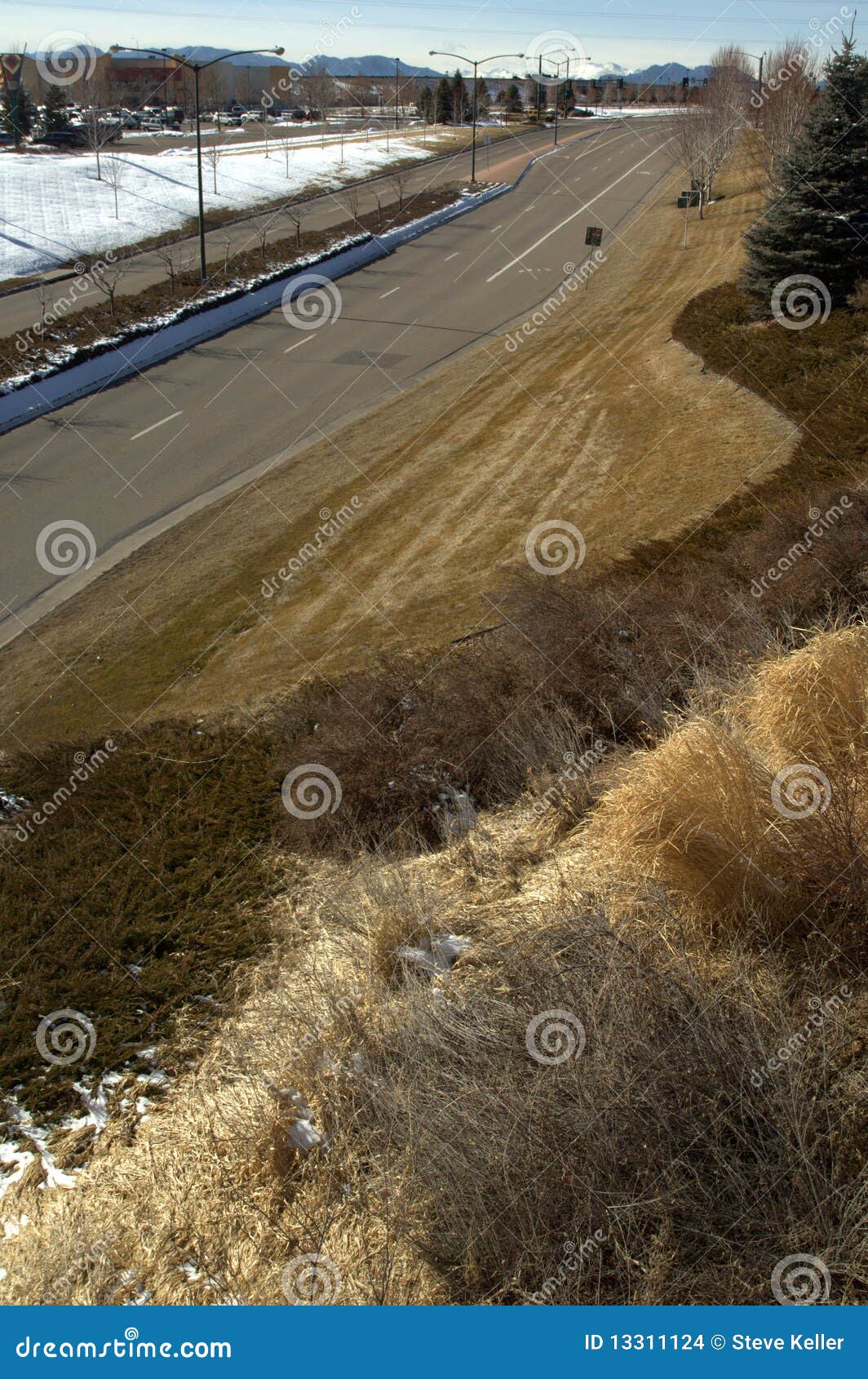 Colorado Roadway Landscaping Stock Photo - Image of street, plantings ...