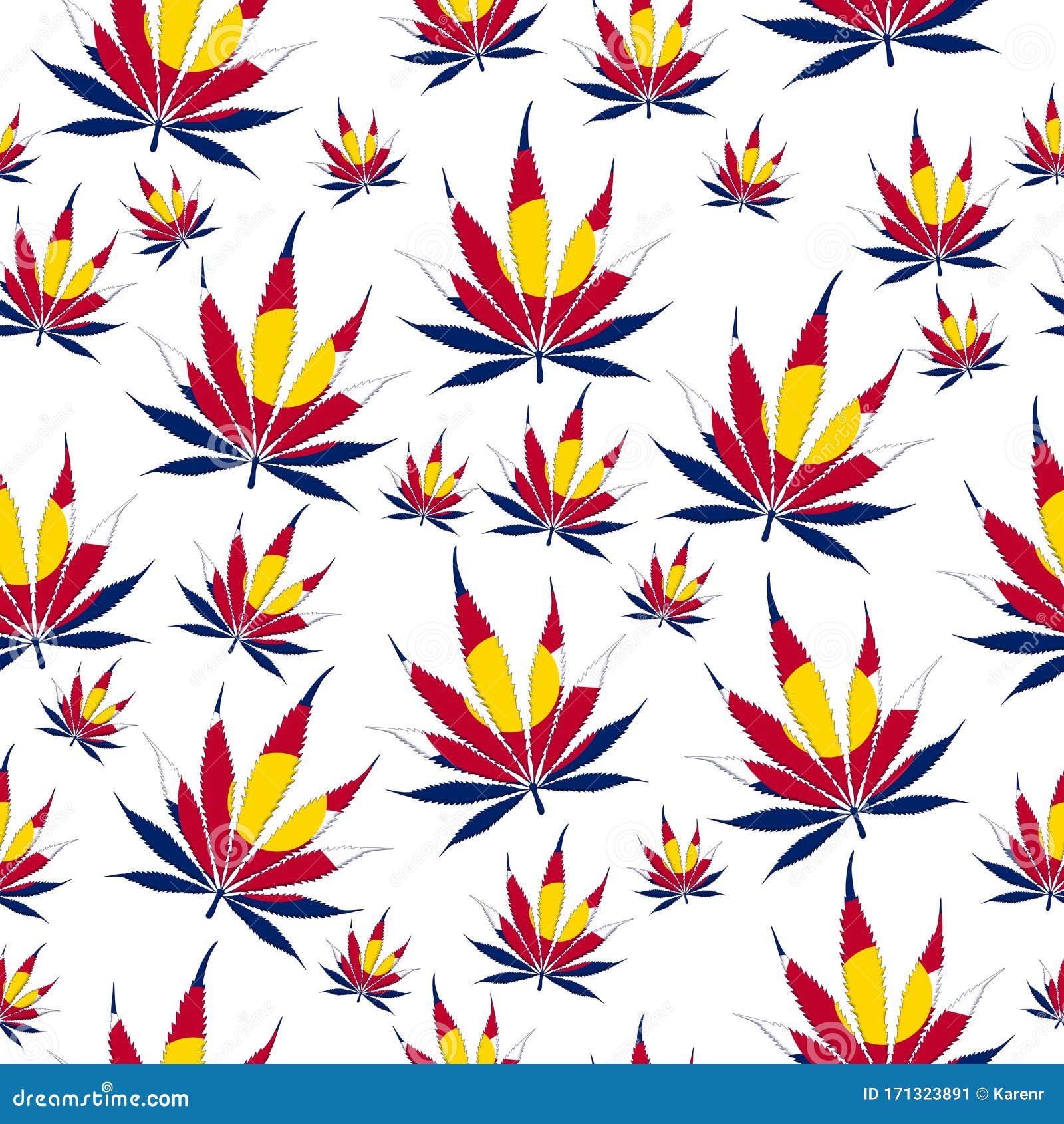 Colorado State Flag Marijuana Leaf Seamless and Repeat Pattern ...
