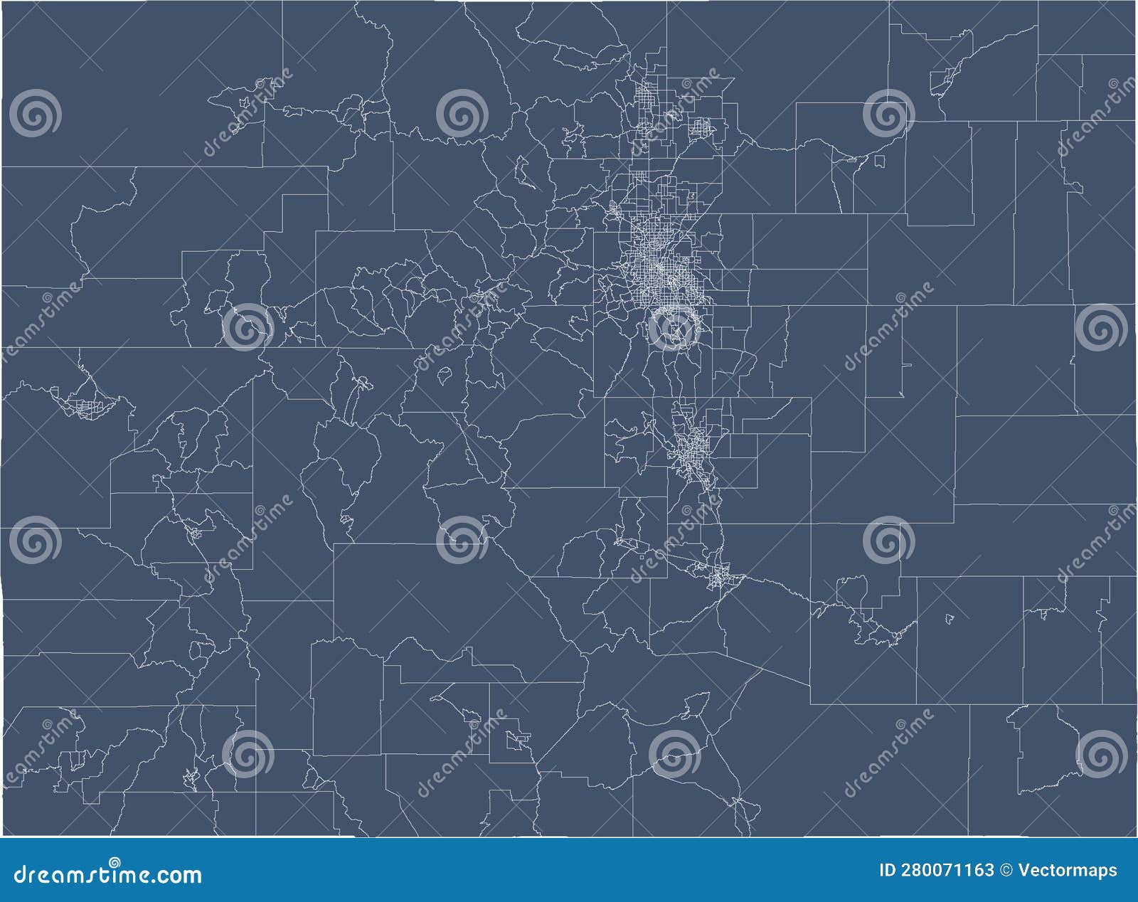 US Colorado State Map with Census Tracts Boundaries Stock Vector ...