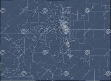 US Colorado State Map with Census Tracts Boundaries Stock Vector ...