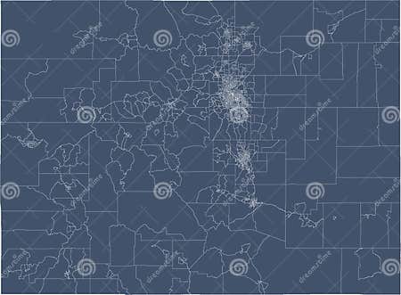 US Colorado State Map with Census Tracts Boundaries Stock Vector ...