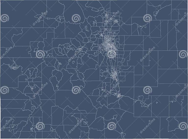 US Colorado State Map with Census Tracts Boundaries Stock Vector ...