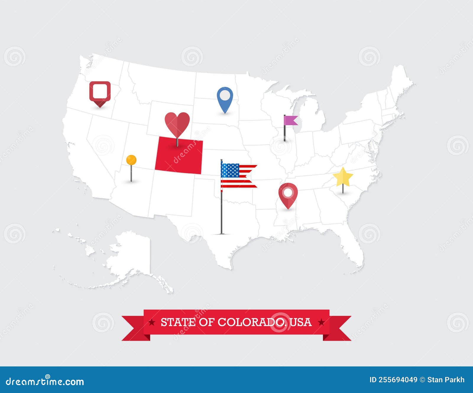 Colorado State Map Highlighted On Usa Map Stock Vector Illustration Of Highlighted Business