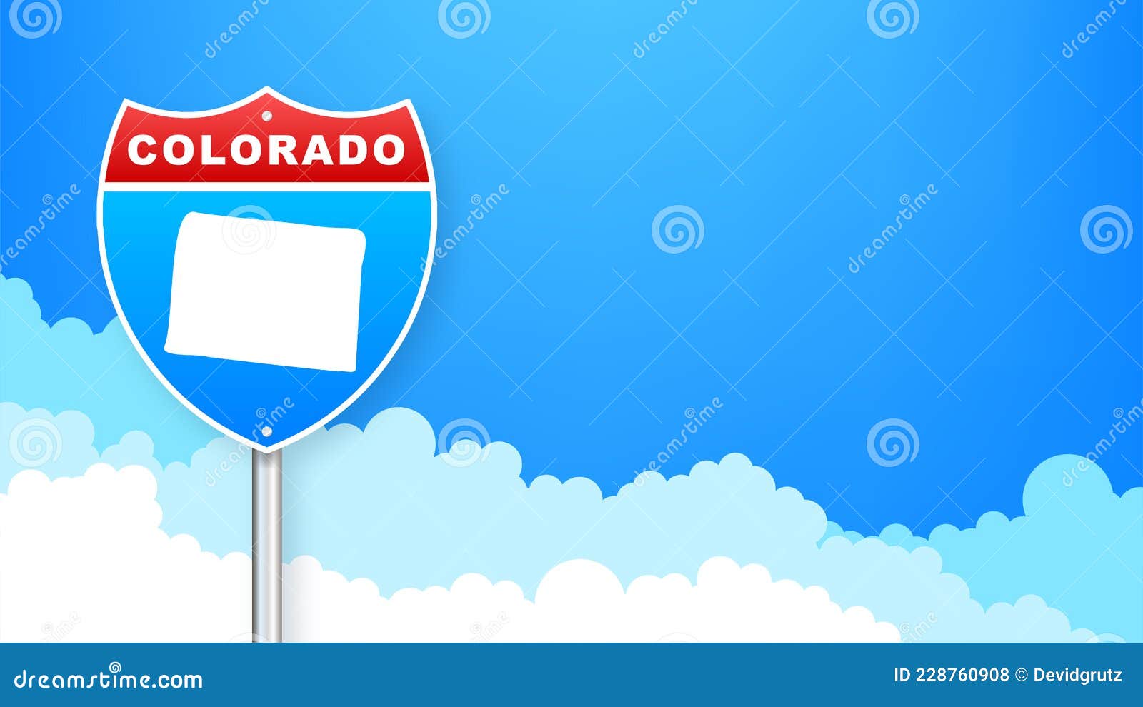 Colorado State Map Outline Road Sign. Vector Illustration. Stock Vector ...