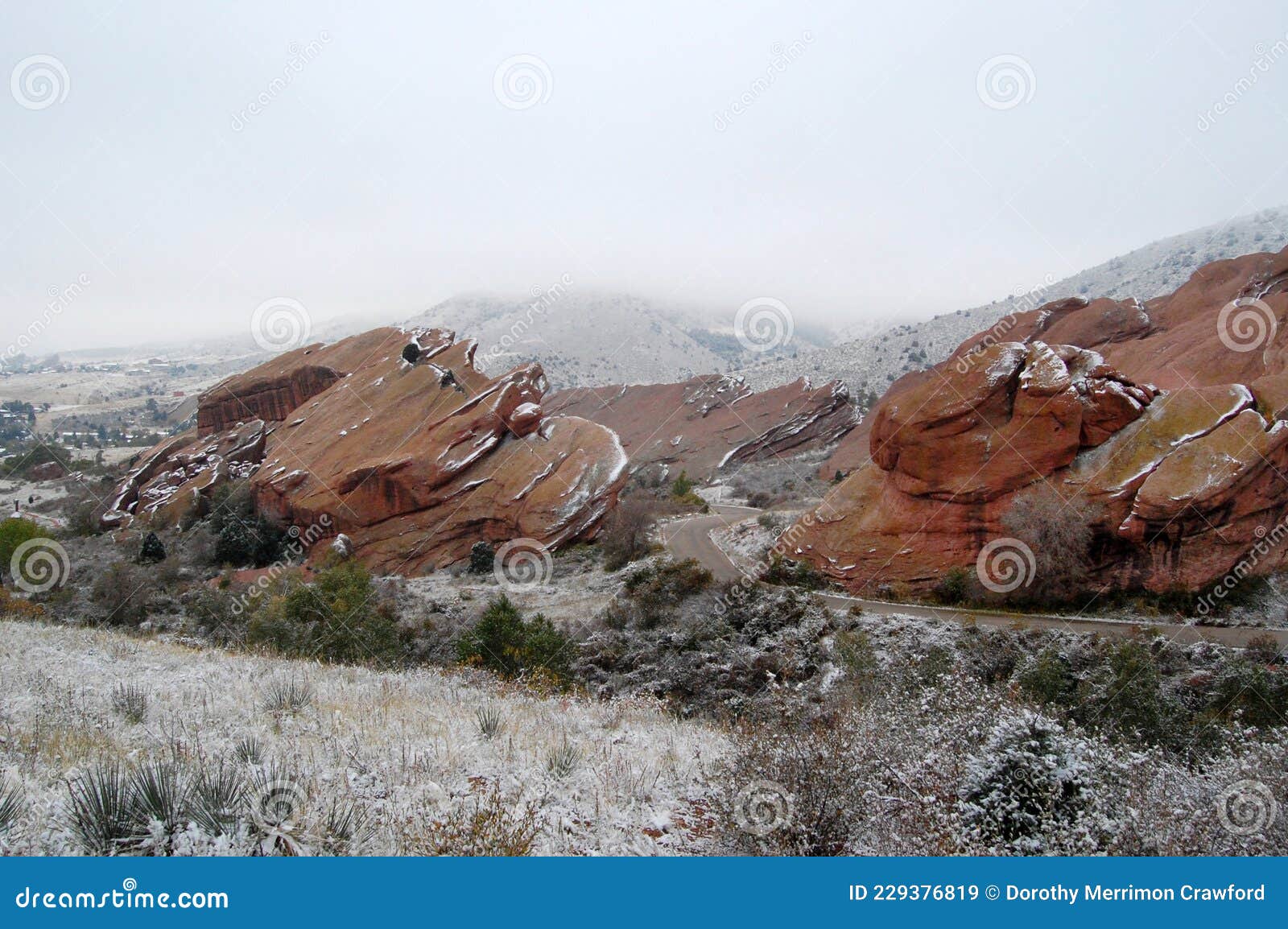 Colorado Winter Landscape at Red Rocks Park Stock Image - Image of ...